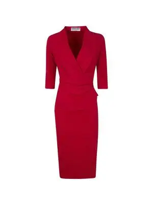 V-Neck Gathered Skirt Dresses