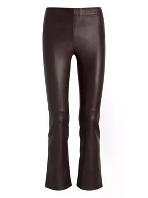 Stouls Flared Leather Trousers - Brown