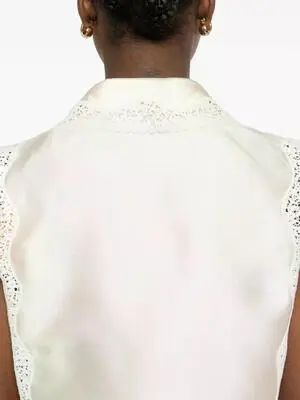 Sandro Lace-panel Cropped Shirt - Neutrals