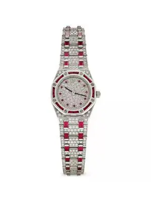 AUDEMARS PIGUET 1997s Royal Oak 26mm Watch With Diamond And Ruby - Silver