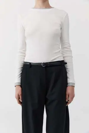 ST. AGNI Minimal Slim Leather Belt - Black