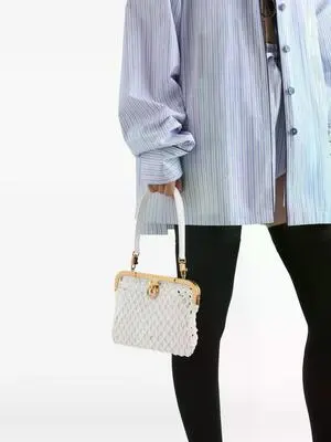 Dolce & Gabbana Amanda Handbag In Mesh And Palmellato Calfskin - White