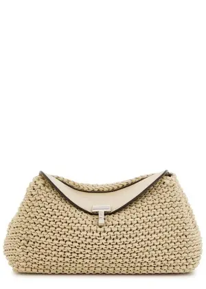 TOTEME T-lock Mini Woven Leather Clutch - Cream