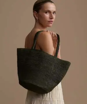 Jenni Kayne Hollis Raffia Bag - Olive