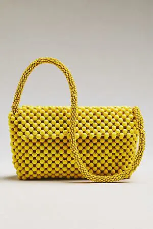 Anthropologie Fiona Wood Beaded Shoulder Bag - Yellow