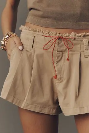 PILCRO Pleated Trouser Shorts - Khaki