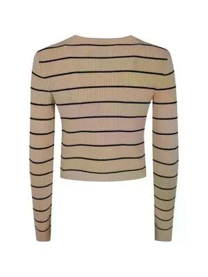Elisabetta Franchi Striped Button-fastening Cardigan - Neutrals