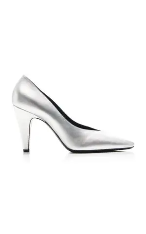 Alaïa Cone Heel Laminated Leather Pumps - Silver