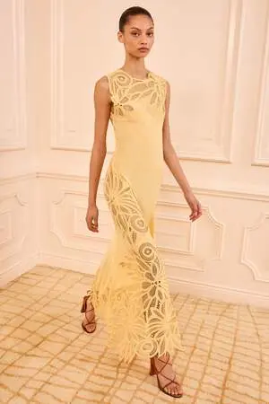 ULLA JOHNSON Idra Lace Applique Maxi Dress