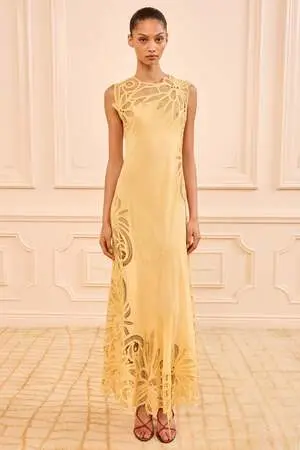 Ulla Johnson Idra Lace Applique Maxi Dress - Dandelion