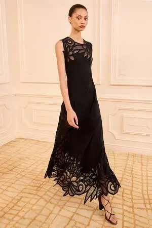 Ulla Johnson Idra Lace Applique Maxi Dress - Noir