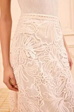 Ulla Johnson Gallina Corded Lace Midi Skirt