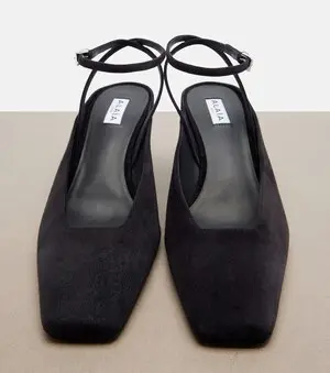 Alaïa Wave Suede Wedges - Black