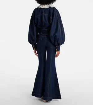 Zimmermann Luna Belted Flared Jeans - Blue