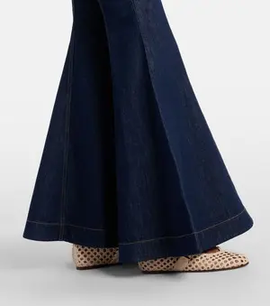 Zimmermann Luna Belted Flared Jeans - Blue