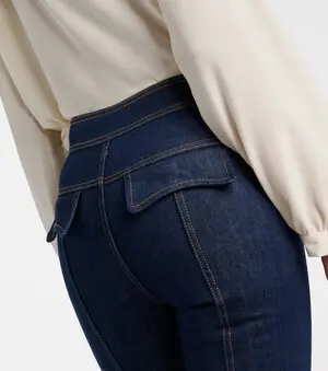 Zimmermann Luna Belted Flared Jeans - Blue