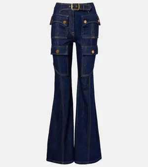 Zimmermann Luna Belted Flared Jeans - Blue