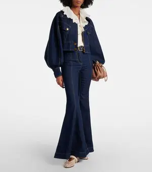 Zimmermann Luna Belted Flare Jeans - Blue