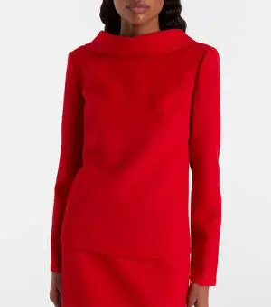 Roland Mouret Crêpe Peplum Top With Zipped Cuffs - Red