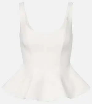 Roland Mouret Crêpe Peplum Top With Zipped Cuffs - White