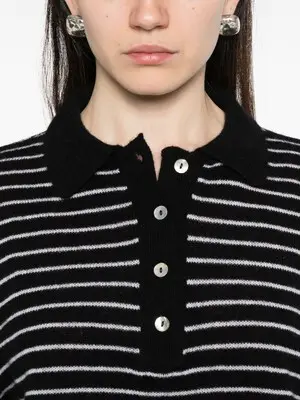 BEYOU Cashmere Striped Polo Shirt