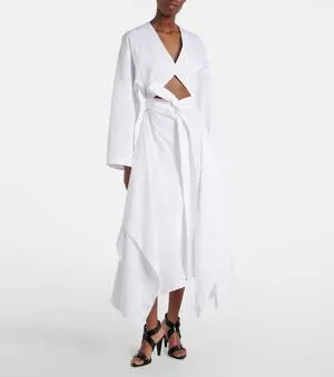 Alaïa Cutout Cotton Poplin Midi Dress