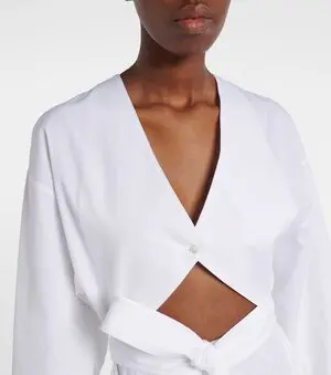 Alaïa Cutout Cotton Poplin Midi Dress