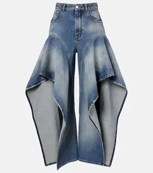 Alaïa Ruffled Wide-leg Jeans