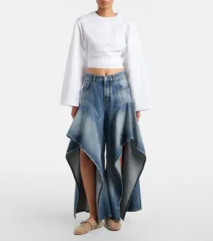 Alaïa Ruffled Wide-leg Jeans