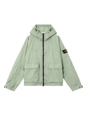 Stone Island Logo Nylon Bomber Jacket - Green