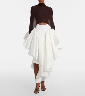 Alaïa Open-back Silk-blend Turtleneck Top - Brown