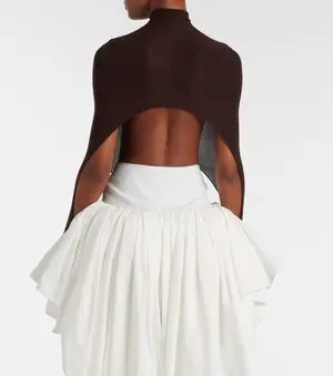 Alaïa Open-back Silk-blend Turtleneck Top - Brown