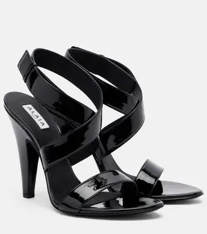 Alaïa Patent Leather Sandals - Black