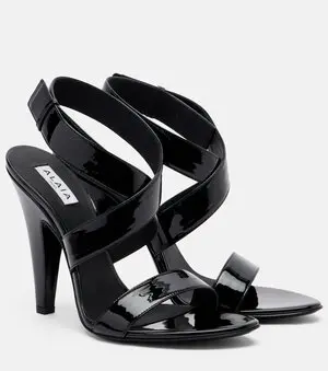 Alaïa Cone Patent Leather Sandals - Black
