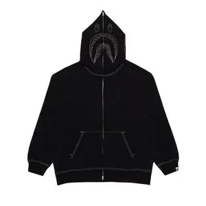 A BATHING APE Relaxed Fit Full-zip Shark Hoodie - Black