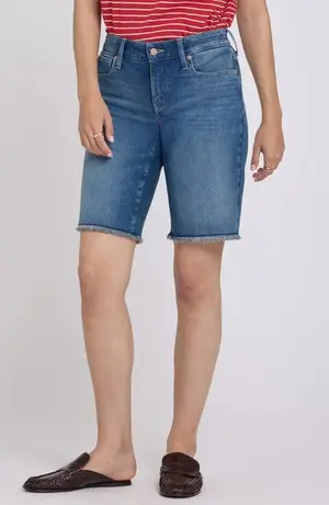 NYDJ Lilly Relaxed Long Denim Shorts - Breezy Palms