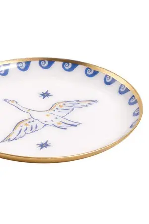 ZSA ZSA ZSU Agra Bird Patterned Round Metal Decorative Tray Set Of 4