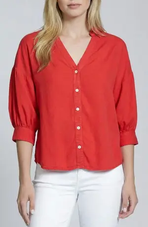 APNY Blouson Sleeve Woven Shirt - Red