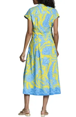 APNY Paisley Print Tie-front A-line Dress - Yellow Multi