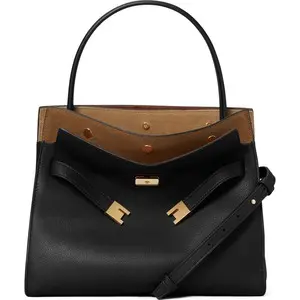 Tory Burch Small Lee Radziwill Leather Double Bag - Black