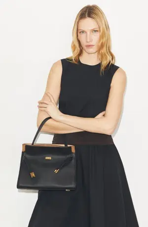 Tory Burch Small Lee Radziwill Leather Double Bag - Black