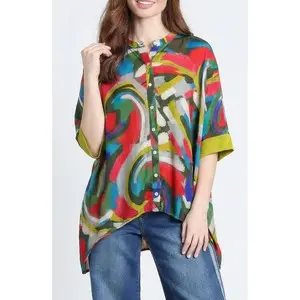 APNY Abstract Print Tunic - Dark Greenmulti