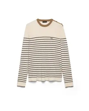 Prada Striped Linen And Cotton Sweater - Neutral