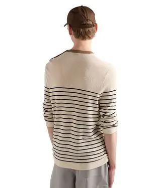 Prada Striped Linen And Cotton Sweater - Neutral
