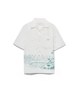 Prada Printed Cotton Bowling Shirt - Green