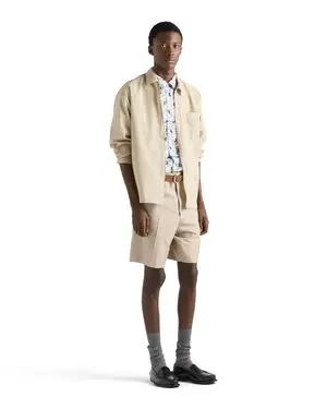 Prada Printed Cotton Blend Bowling Shirt - Neutral