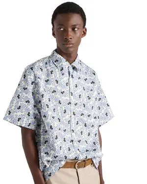 Prada Printed Cotton Blend Bowling Shirt - Neutral