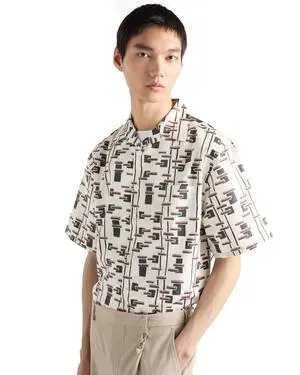 Prada Printed Cotton Blend Shirt - Neutral