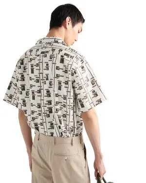 Prada Printed Cotton Blend Shirt - Neutral