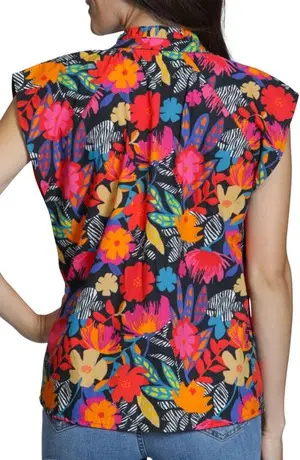 APNY Printed Cap Sleeve Top